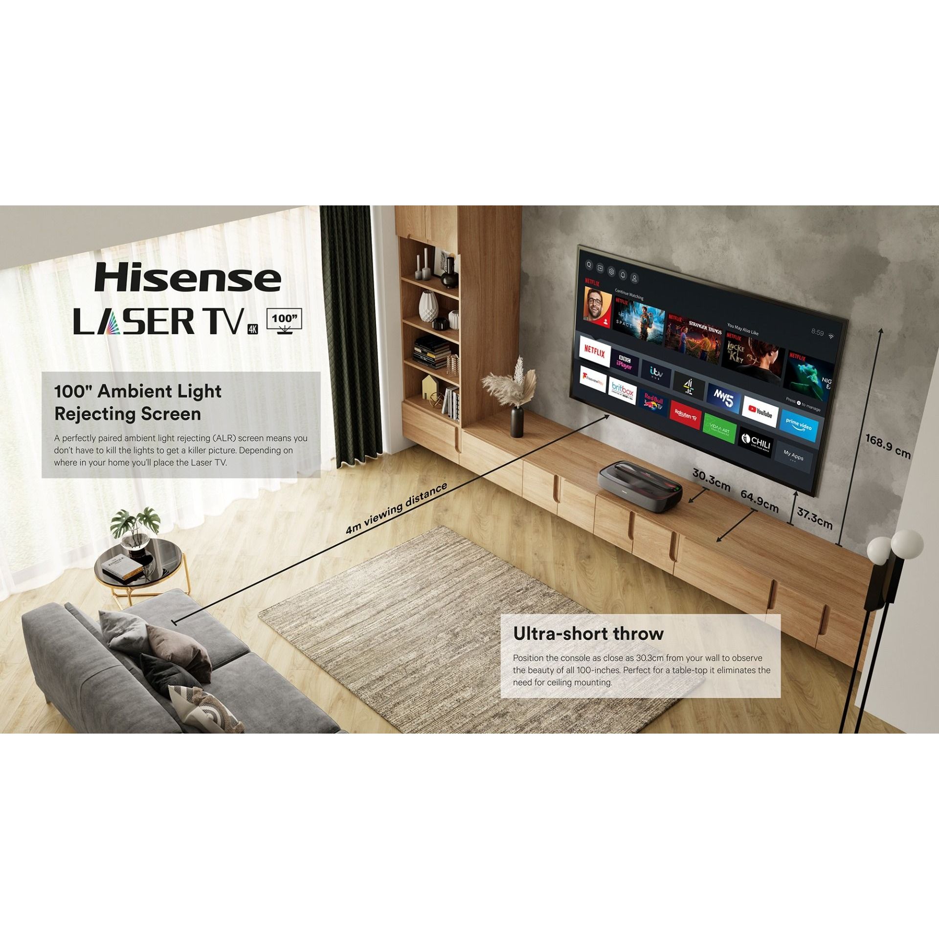 HISENSE 100L9 4K SHORT THROW PROJECTOR WITH ALR SCREEN | Simply Sound ...